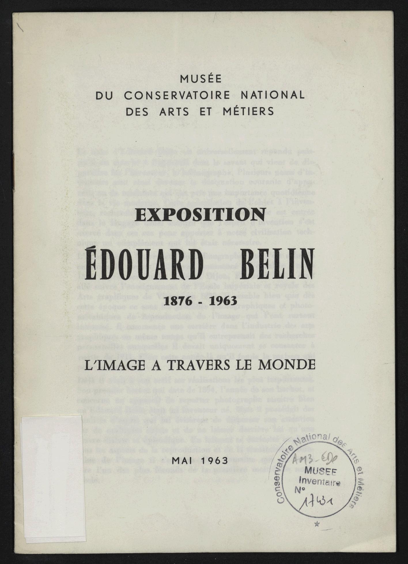 M17431 - Musée des arts et métiers (Paris) - Edouard Belin (1876-1963 ...